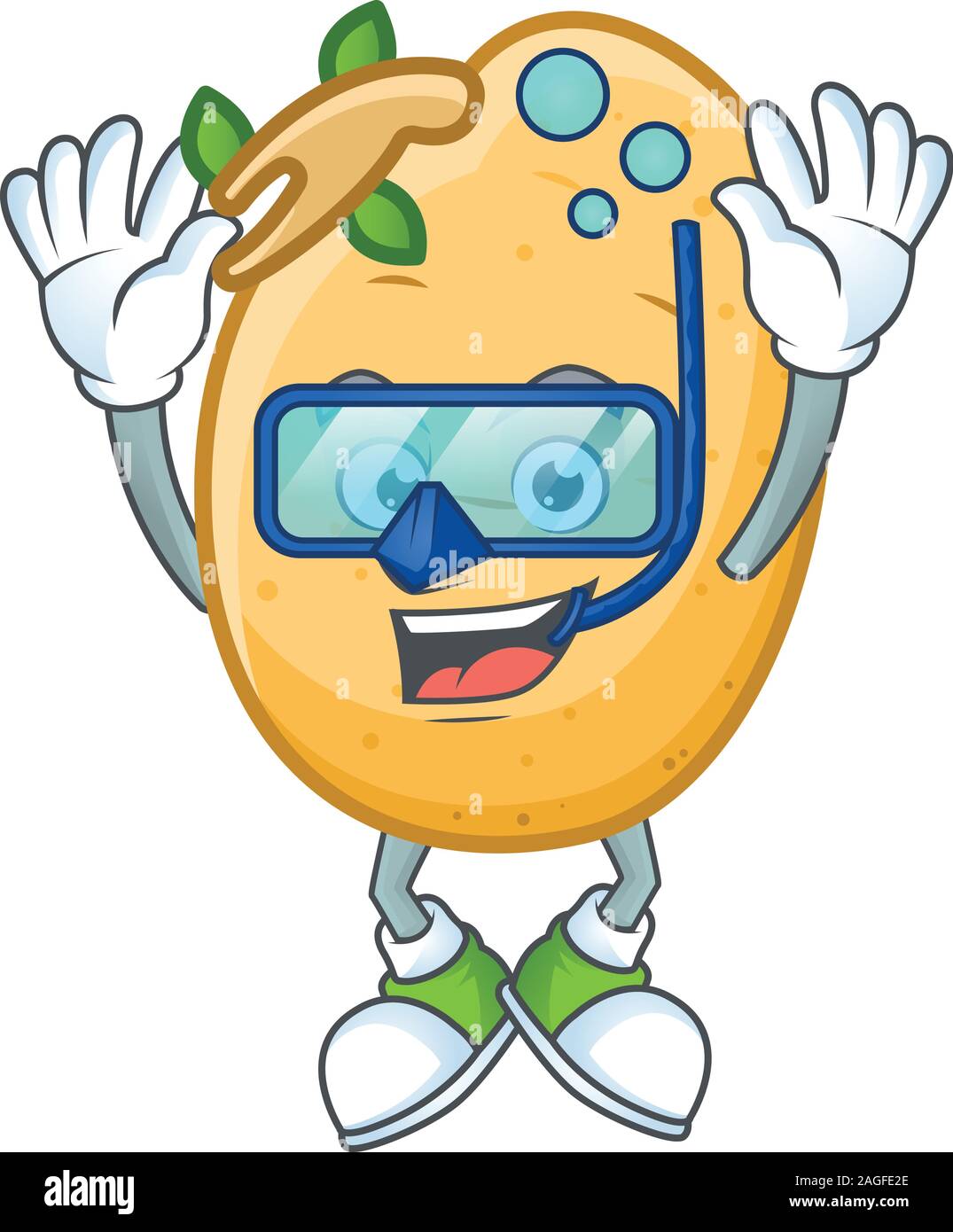 Funny sprouted potato tuber mascot design with Diving glasses Stock ...
