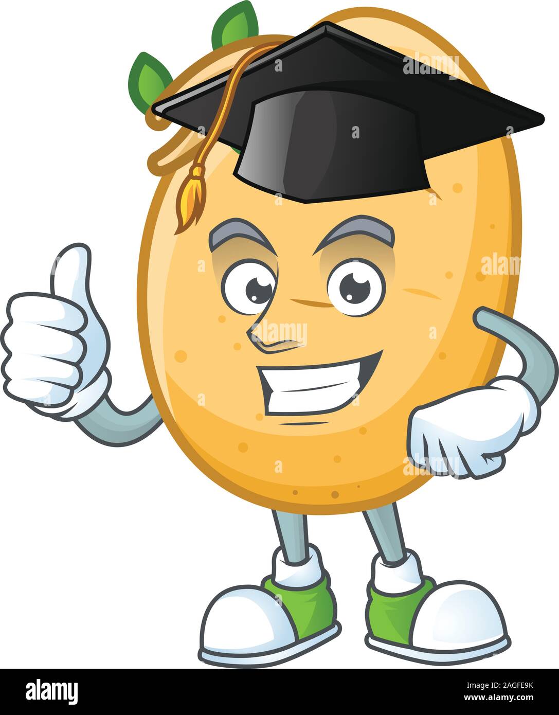Happy sprouted potato tuber wearing a black Graduation hat Stock Vector ...