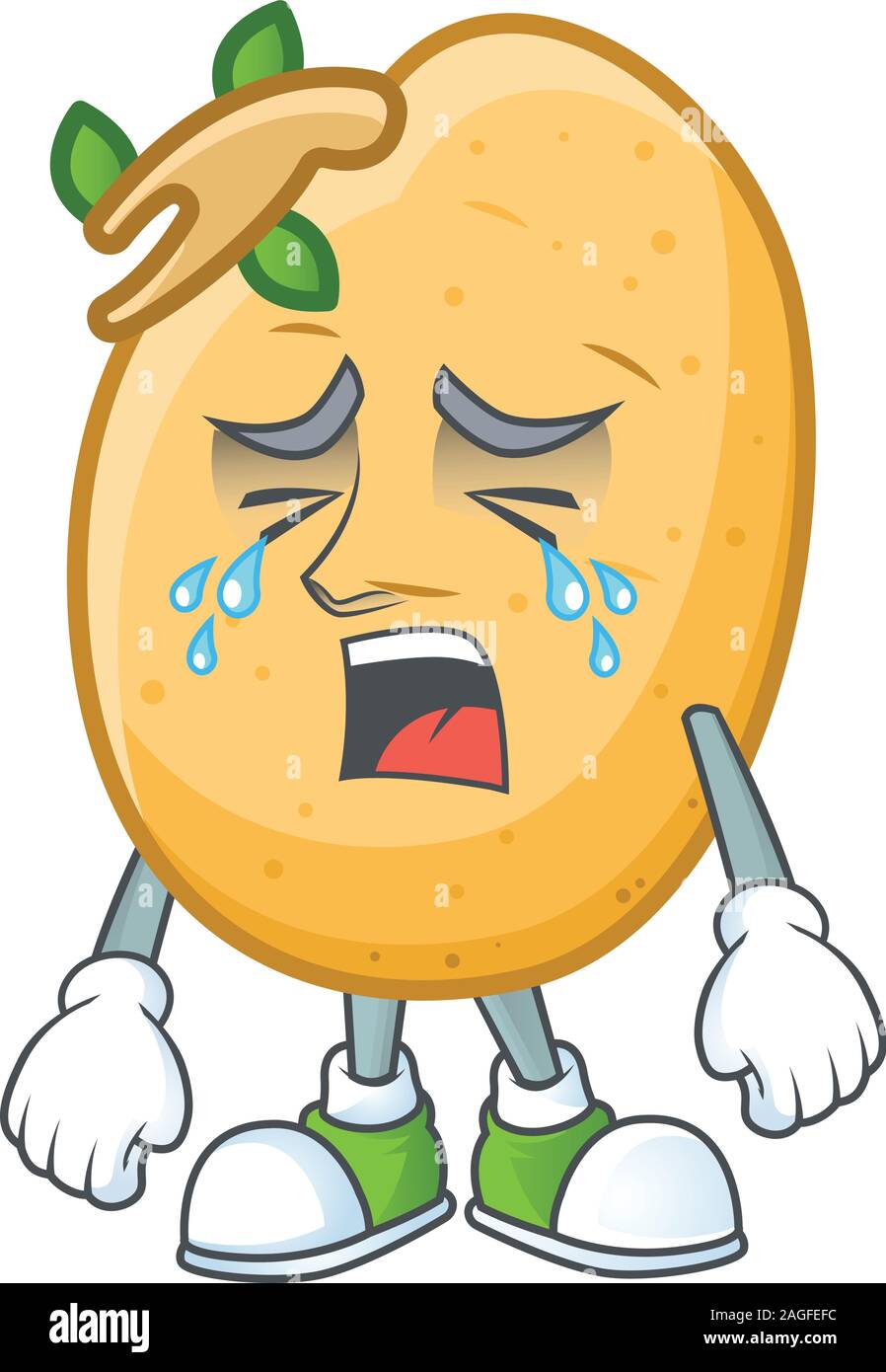Sad Crying gesture sprouted potato tuber cartoon character style Stock ...