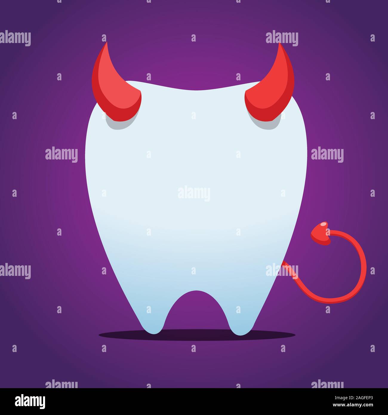white tooth with devil horn. Isolated Vector Illustration Stock Vector ...