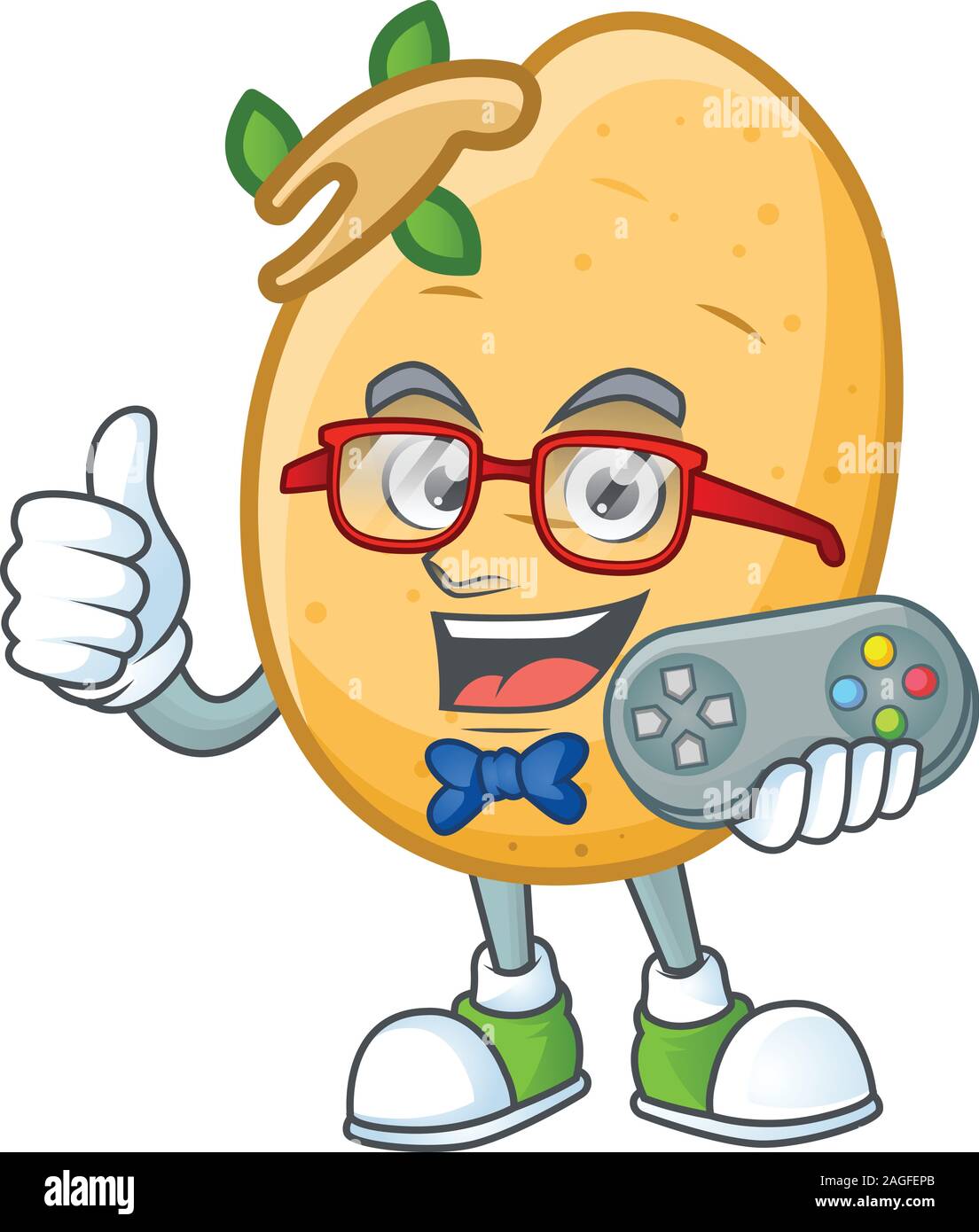 cool geek gamer sprouted potato tuber cartoon character design Stock ...