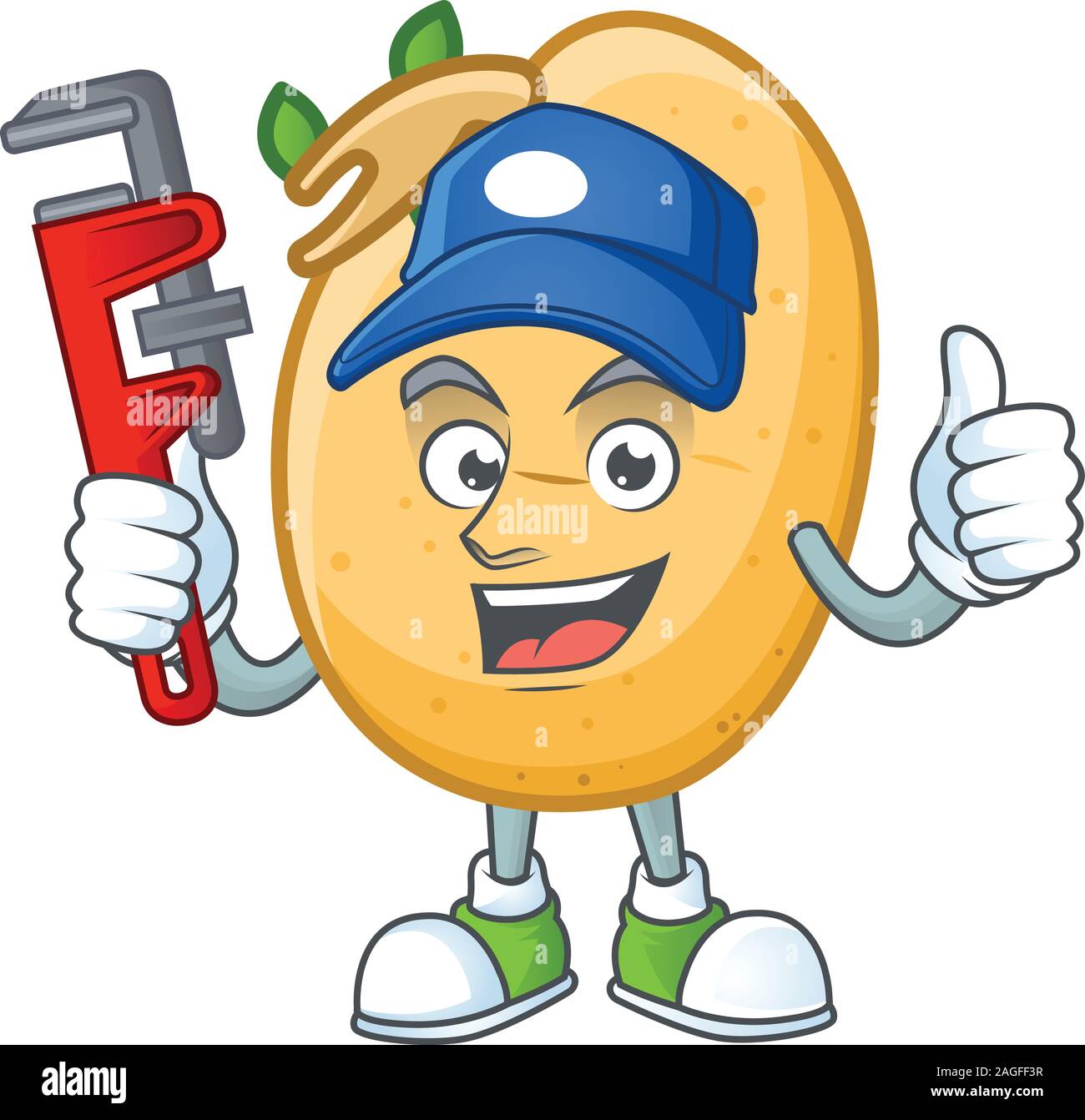 Cool Plumber sprouted potato tuber cartoon character mascot design ...
