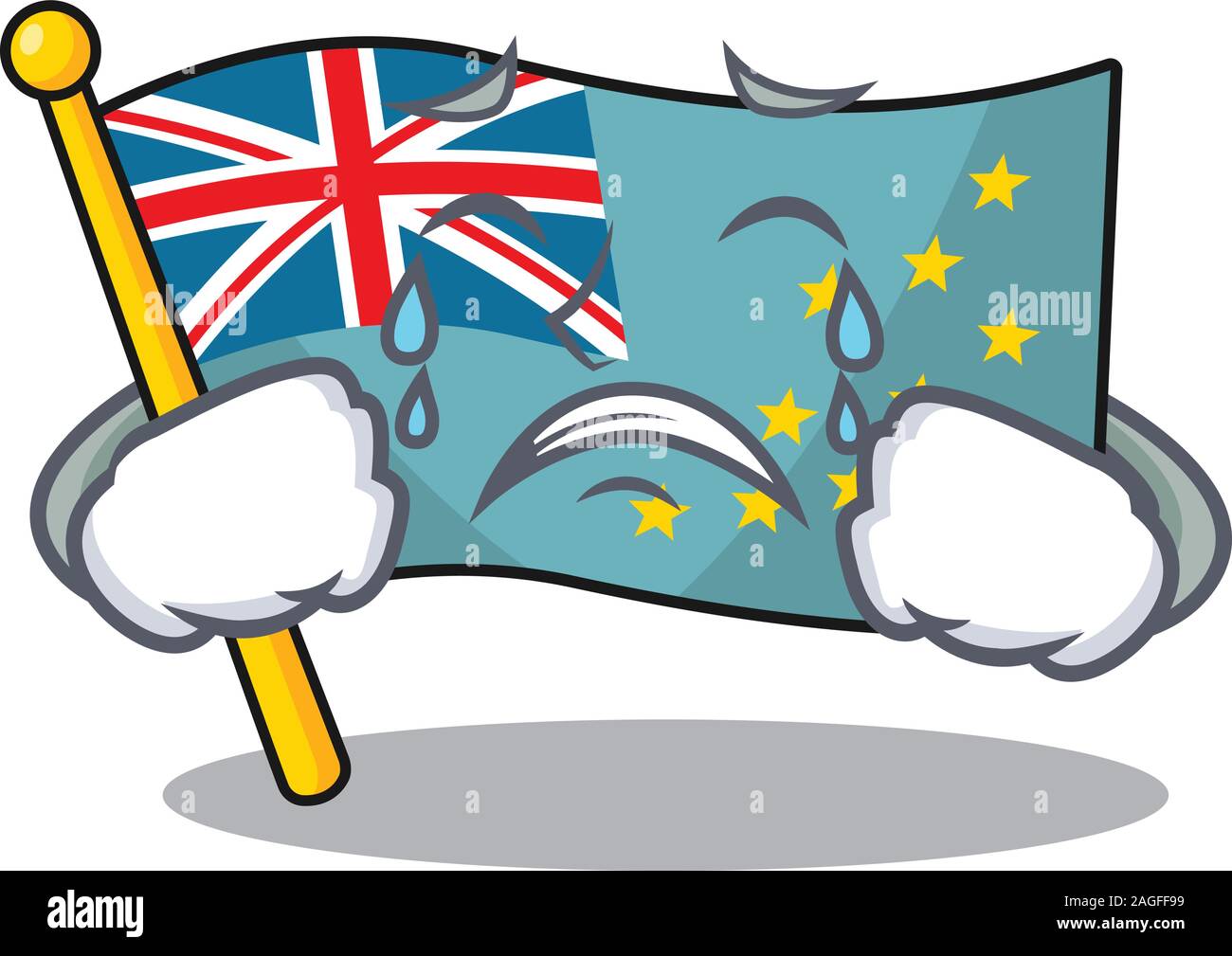 Sad Crying flag tuvalu Scroll cartoon character design Stock Vector ...