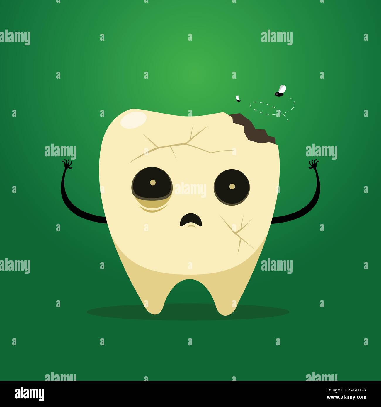 The scary zombie tooth. Isolated Vector Illustration Stock Vector Image ...