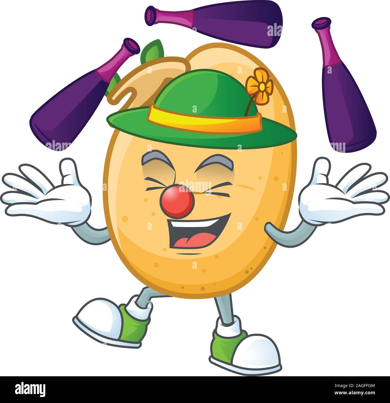 Cute and cool Juggling sprouted potato tuber cartoon character Stock ...
