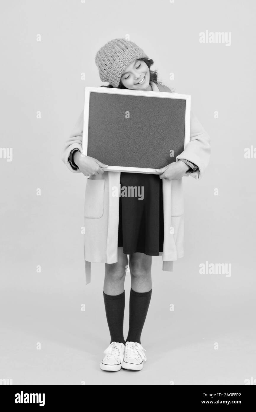 Ill do my own homework. Small child hold empty blackboard for homework ...