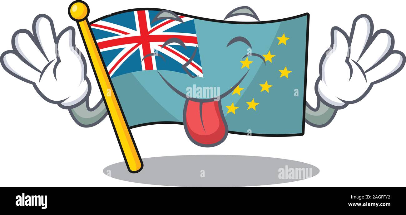 Funny face flag tuvalu Scroll mascot design with Tongue out Stock ...