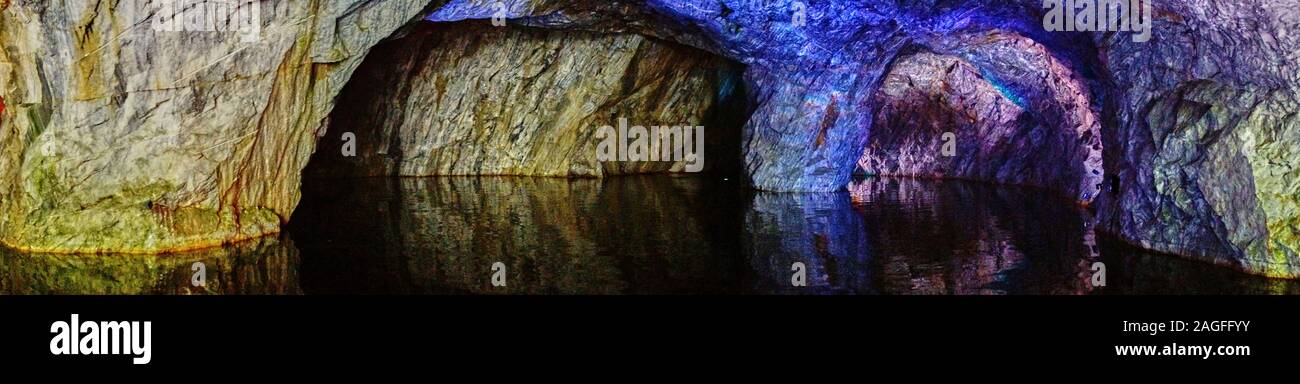Underground Grotto Panorama.Types of a former underground marble quarry ...