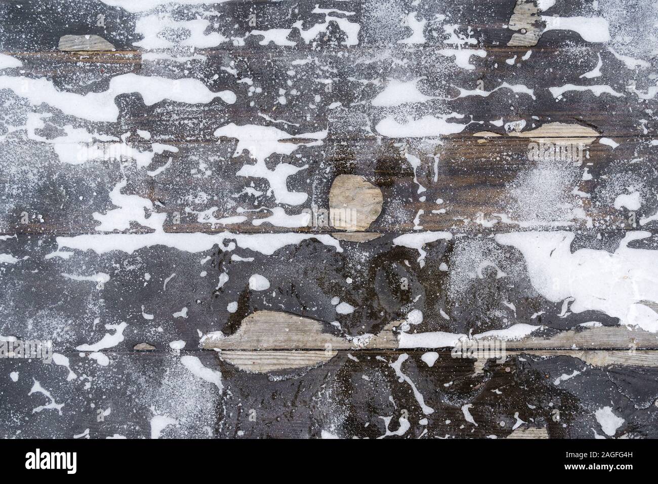 Old boards covered with ice. Beautiful winter background Stock Photo ...