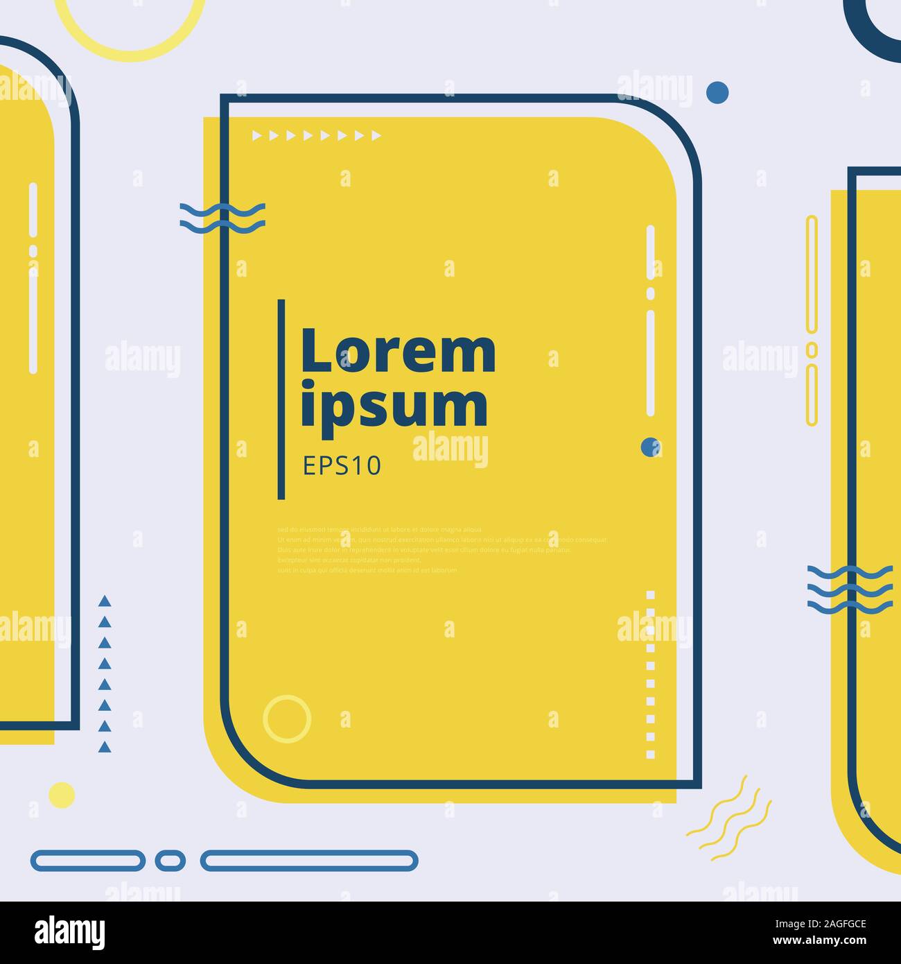 Creative template rectangle frame border yellow and blue geometric ...