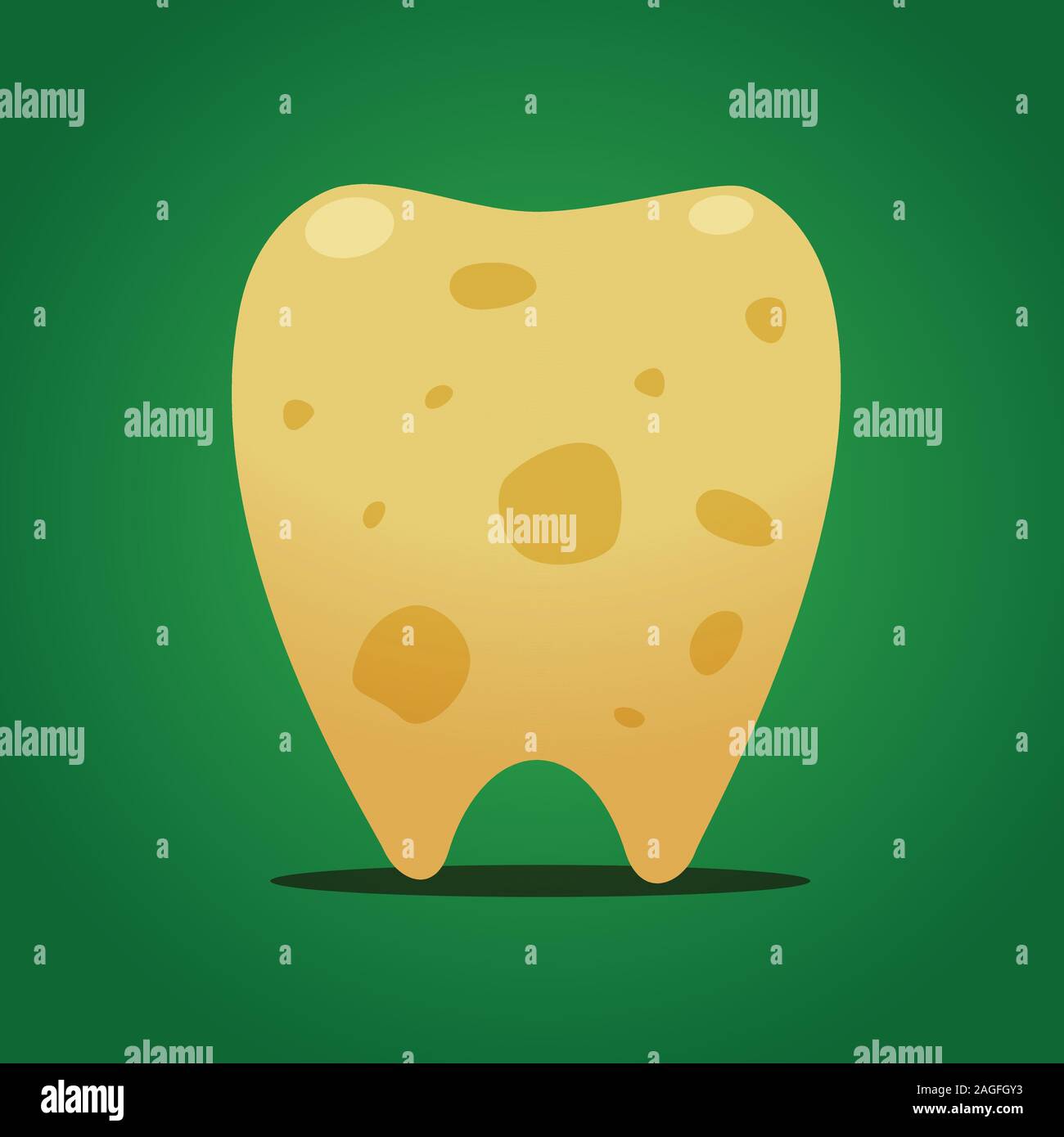 The yellow stained tooth. Isolated Vector illustration Stock Vector ...