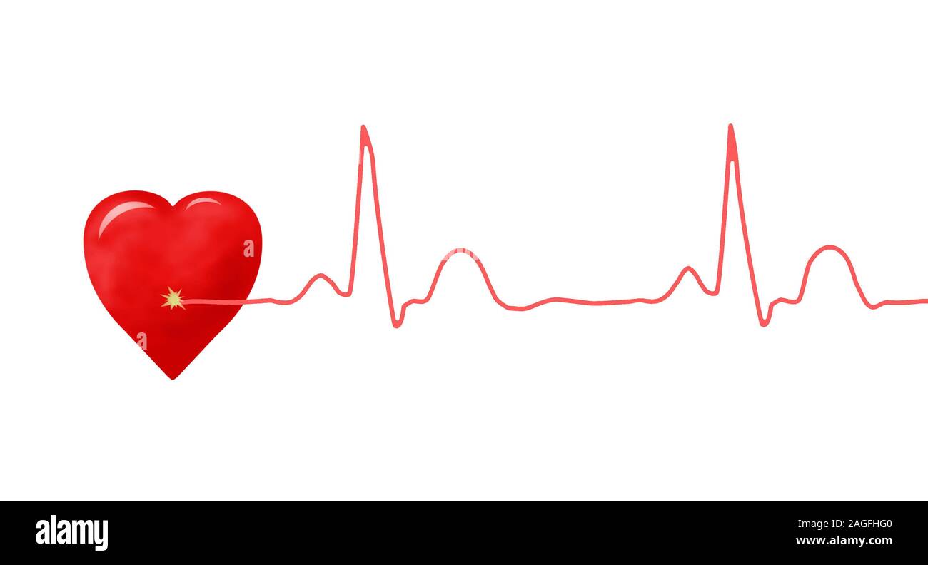 ECG graph and heart Stock Photo - Alamy