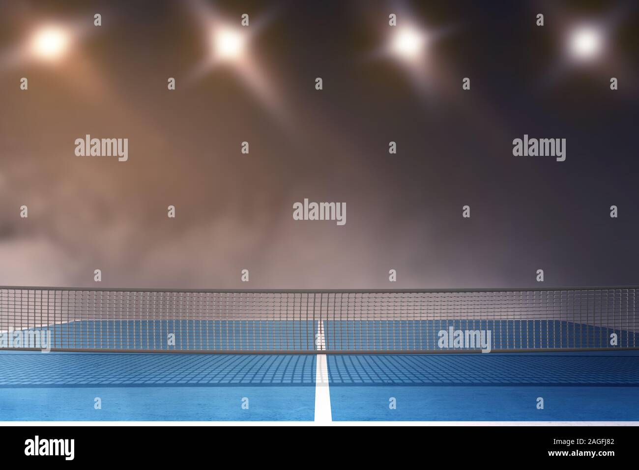 Table tennis with light from the spotlights over dark background Stock ...