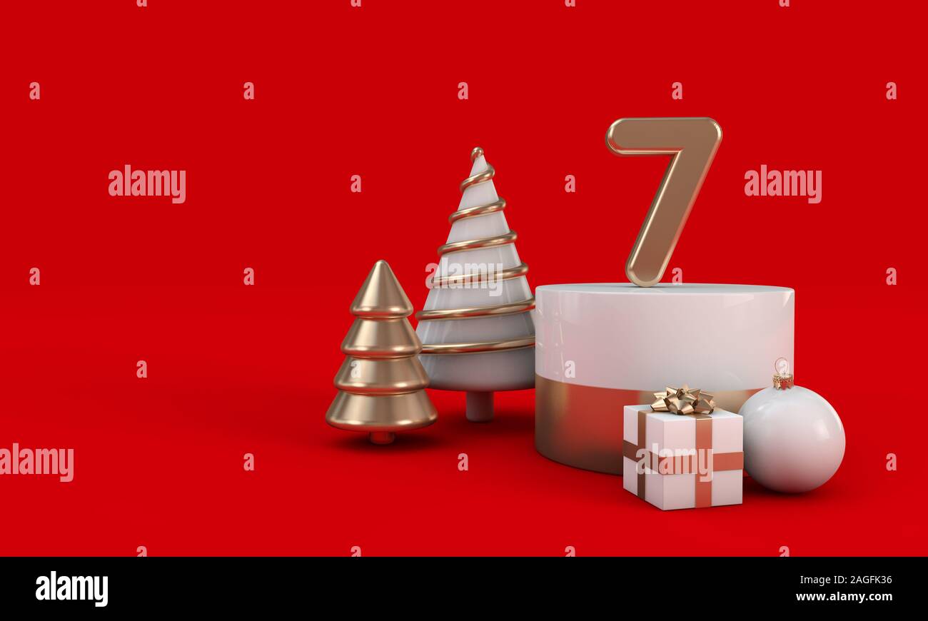 The 12 days of christmas. 7th day festive background. 3D Render Stock ...