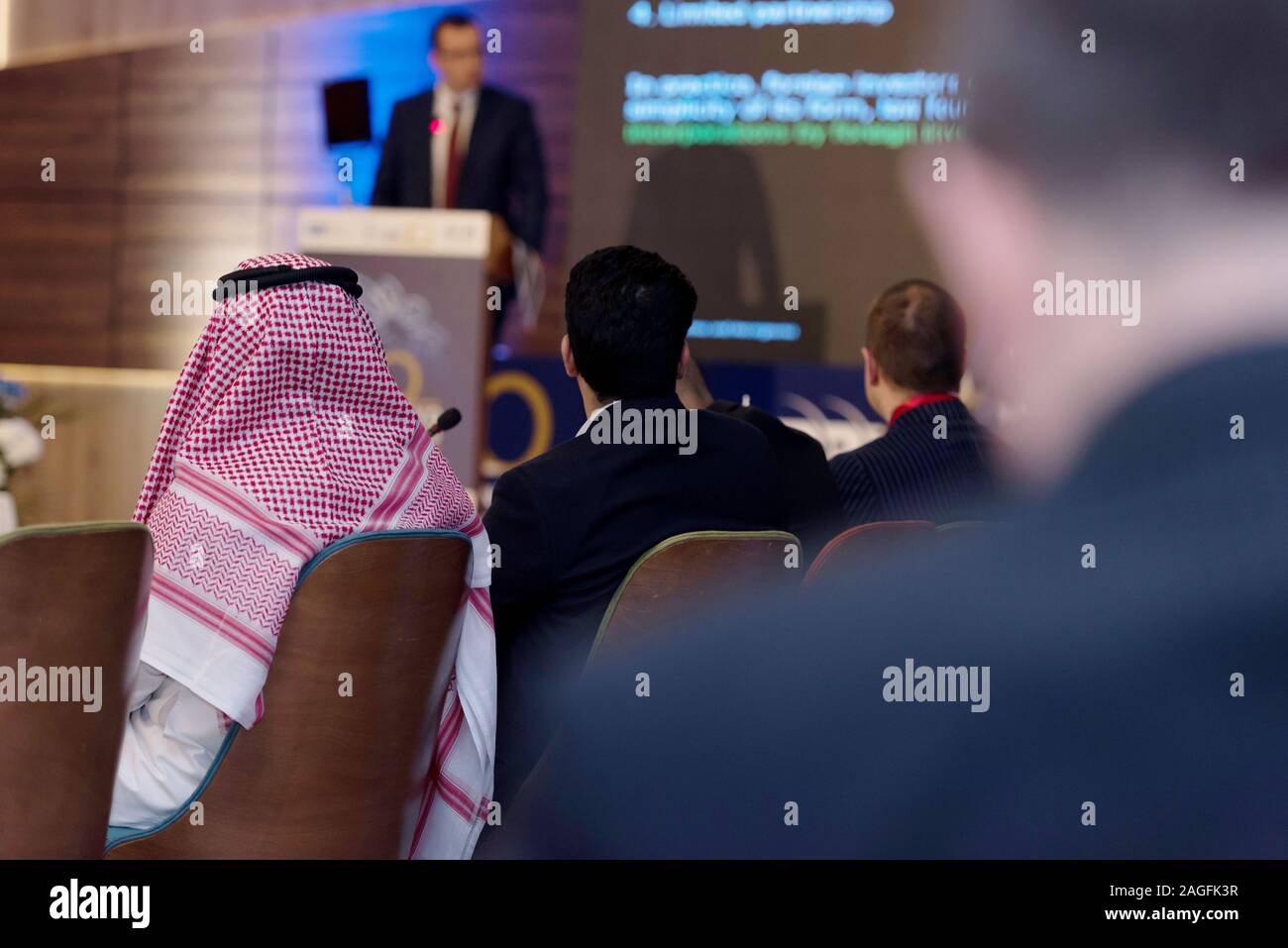 Business Conference and Presentation,Arabic businessman representing ...