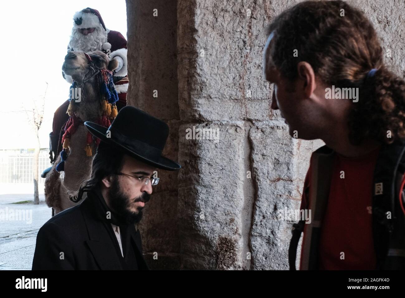 Jerusalem, Israel. 19th December, 2019. Santa Claus, or 'Baba Noel' as ...