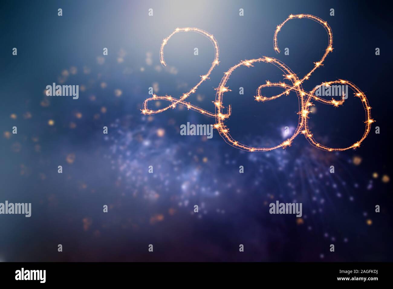 New Year 2020 celebration. Magic holiday background with fireworks ...