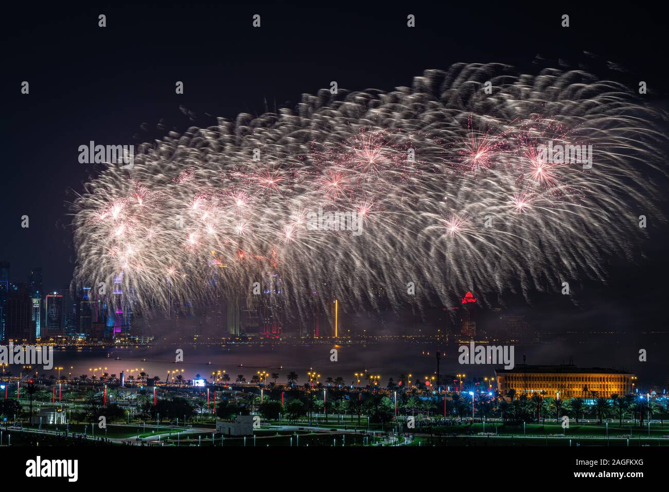 Qatar National Day Fireworks at Doha Corniche Stock Photo - Alamy