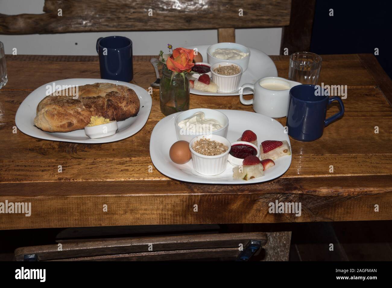 breakfast at the bungalow at Hazienda Chan Chan just north of Cuenca in ...