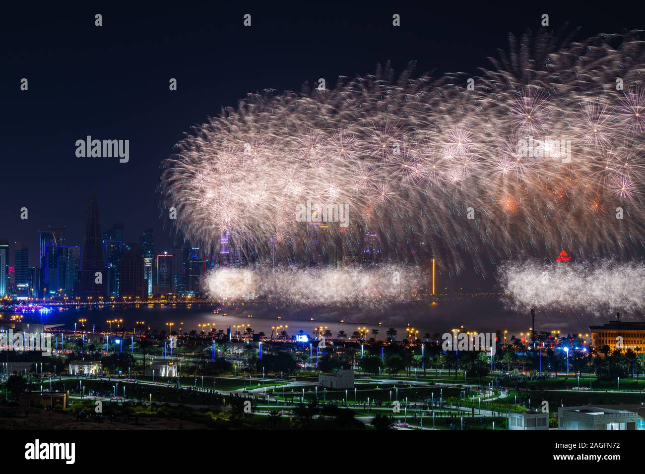 Qatar National Day Fireworks at Doha Corniche Stock Photo - Alamy