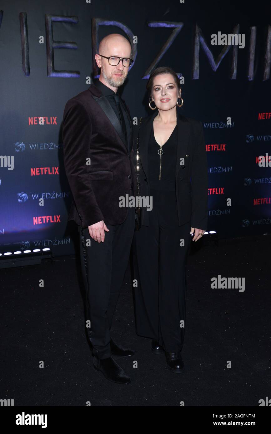 Warsaw, PL. 18th December, 2019. Tomasz Baginski with partner attends ...