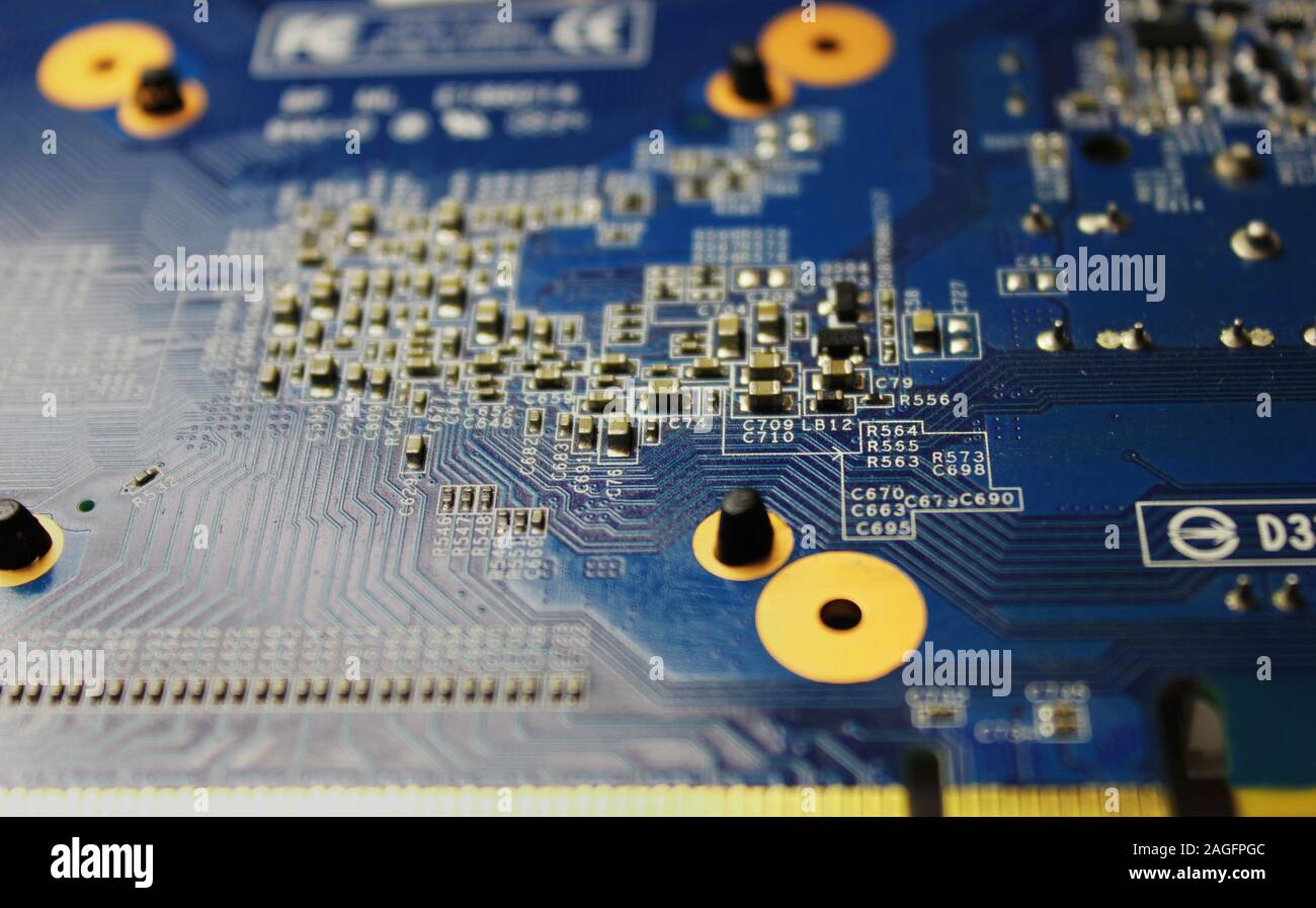 Closeup of electronic circuit board or PCB printed circuit board Stock ...