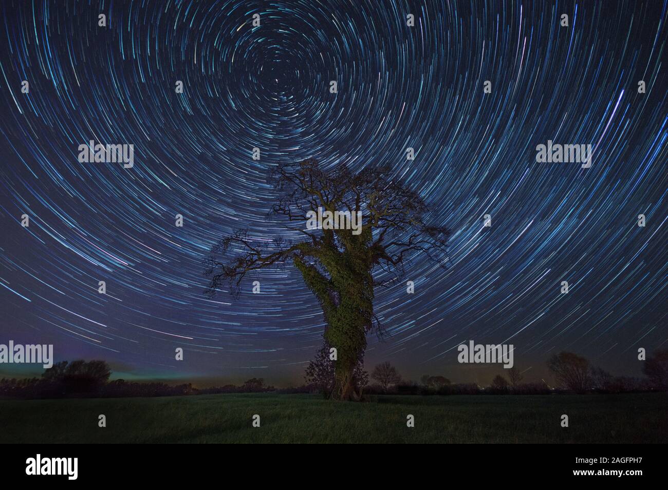 Breathtaking scenery of a unique meteor shower in the magical night sky ...