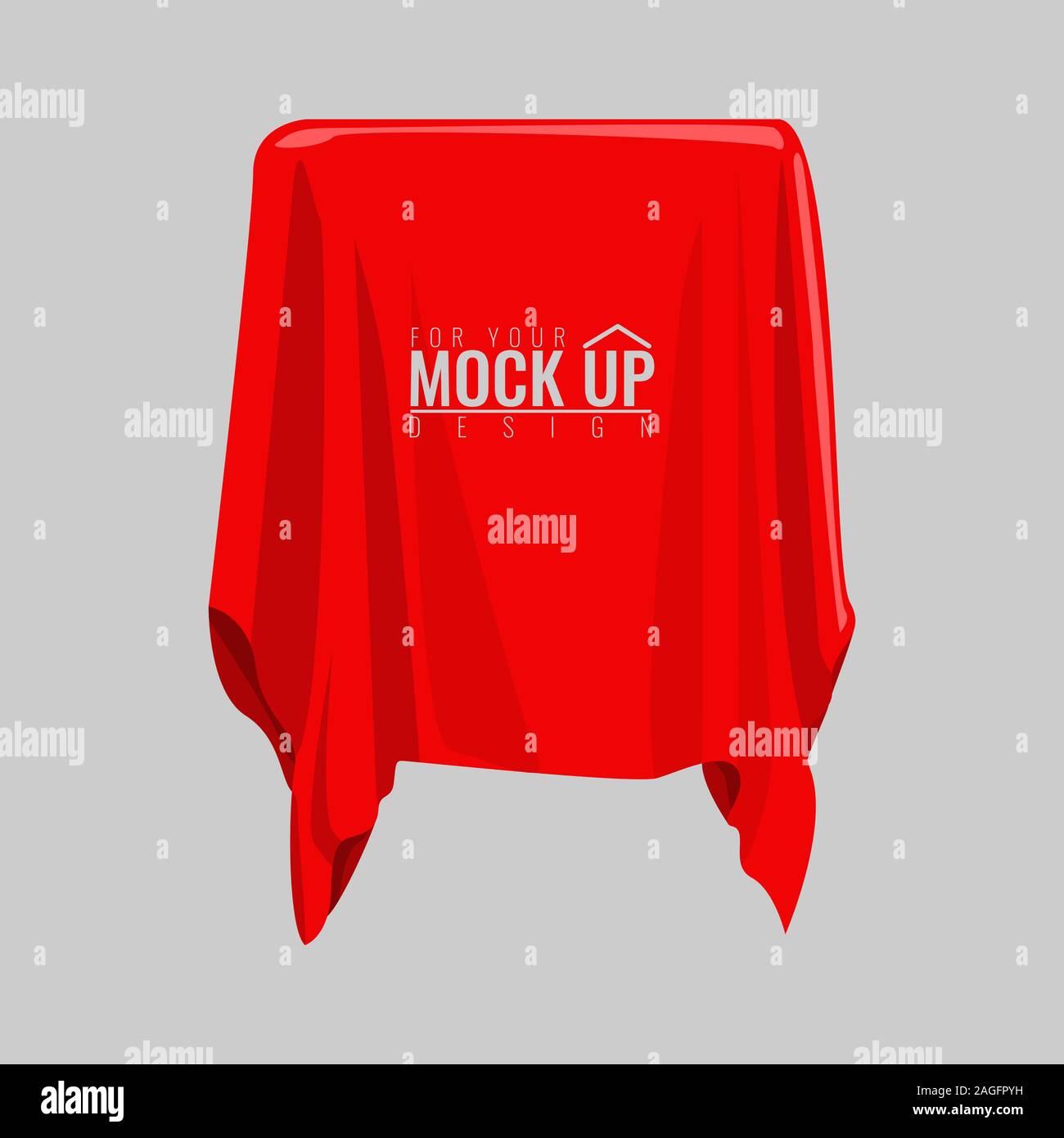 Red silk cloth covered object for. Cartoon style hand drawn flat and ...