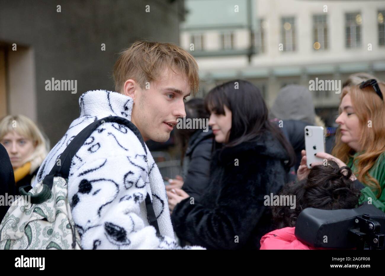 Sam Fender - actor, singer-songwriter and guitarist - arriving at BBC ...