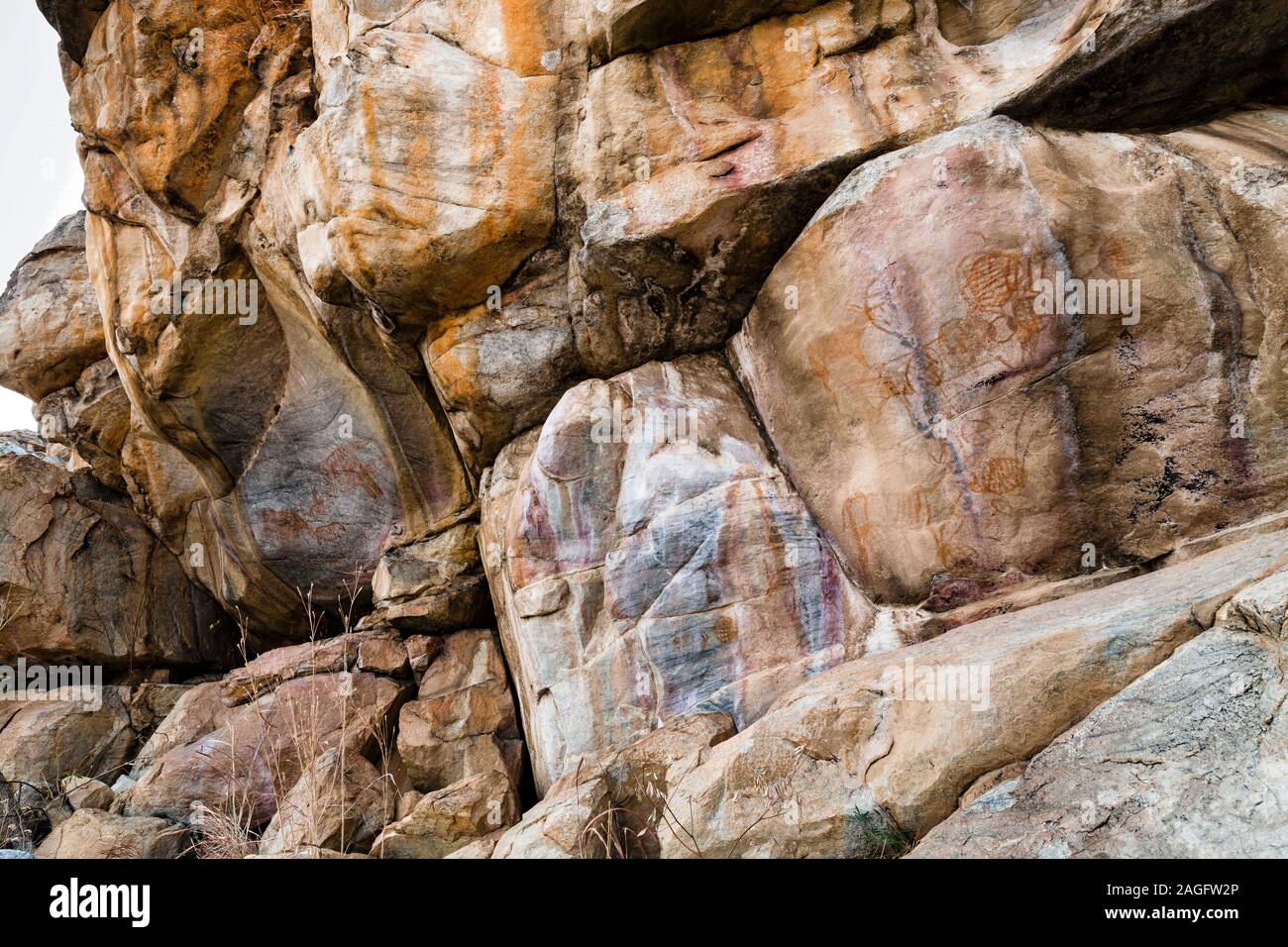 Tsodilo hills, rock paintings of animals, Louvre of desert, isolated ...