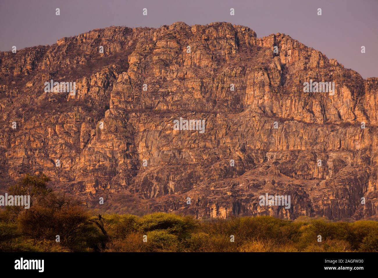 Tsodilo hills "male hill", evening glow, ancient rock paintings site ...