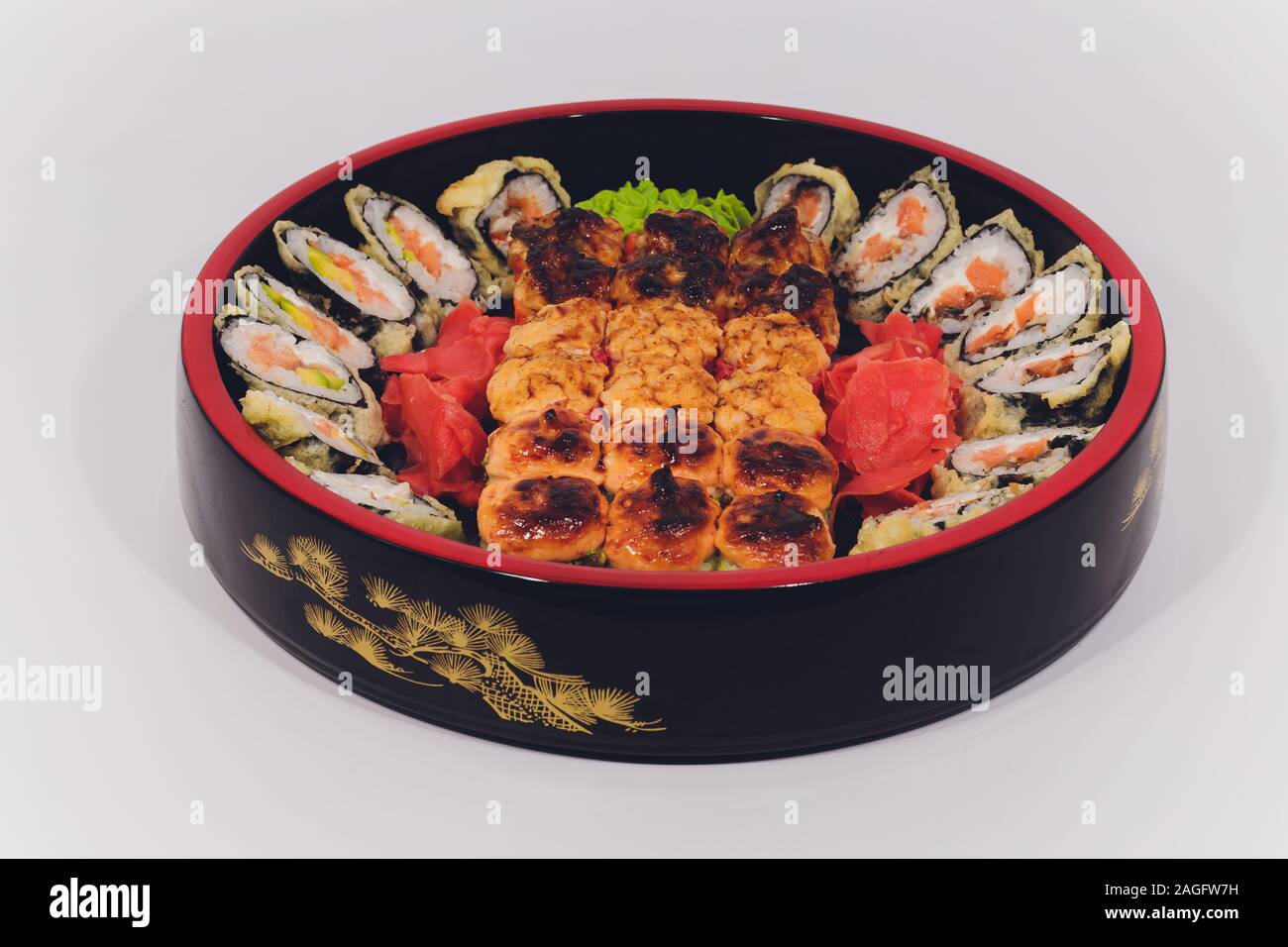 big colorful sushi set. isolated on white background Stock Photo - Alamy