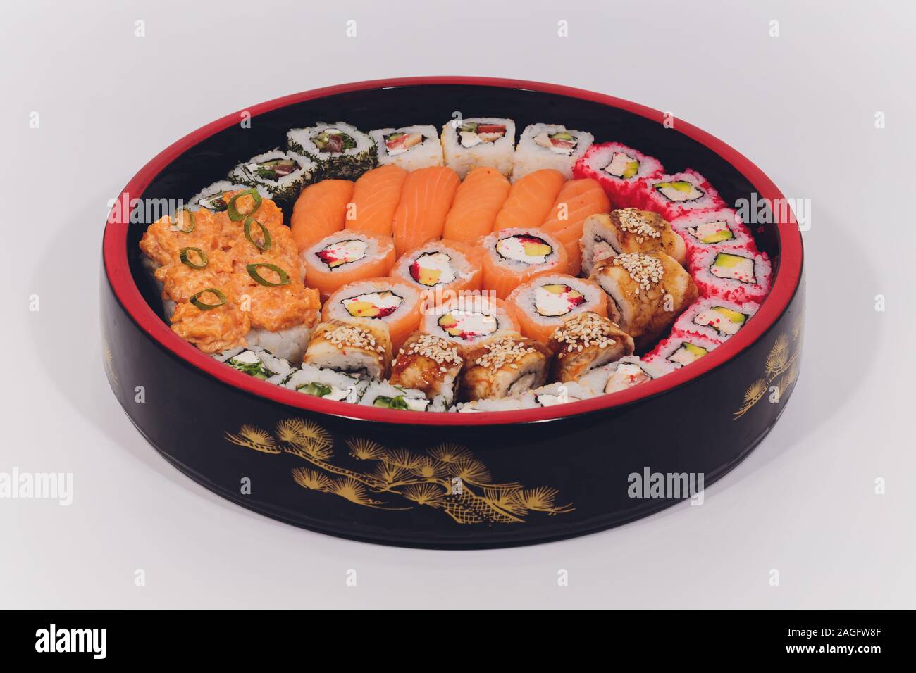 big colorful sushi set. isolated on white background Stock Photo - Alamy