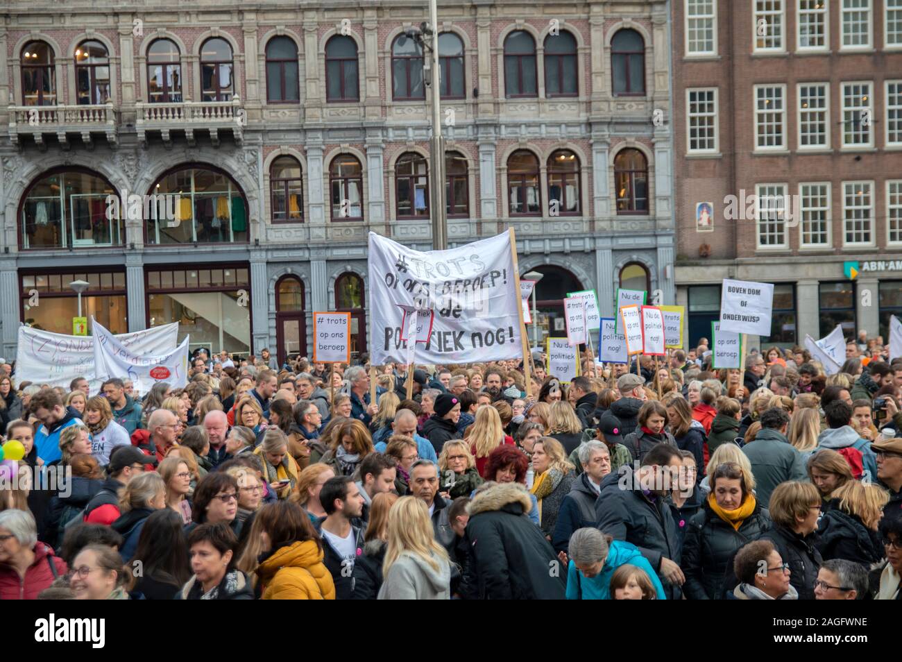 Protesters At The Education Demonstration On The Dam Square Amsterdam ...