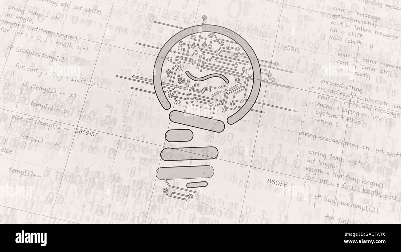 New idea concept with bulb symbol project creating. Innovation, cyber ...