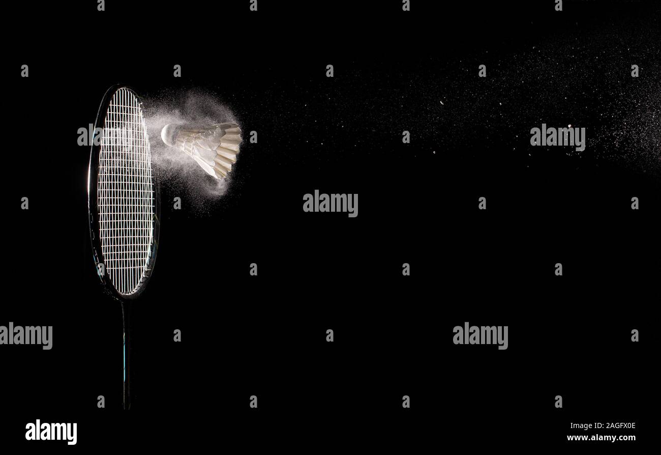 Badminton racket and shuttlecock in motion , shuttlecock sport Stock ...