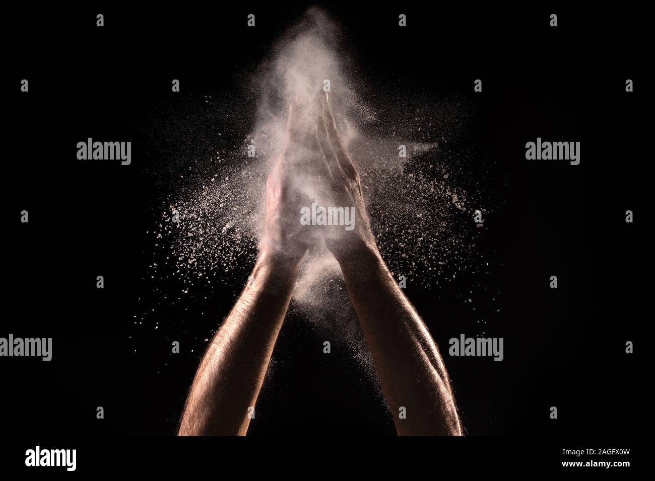 Box and fight, Boxer rubbing powder in hand for grip, Hand of boxer ...