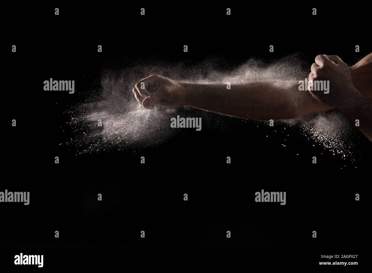 Box and fight, Boxer rubbing powder in hand for grip, Hand of boxer ...