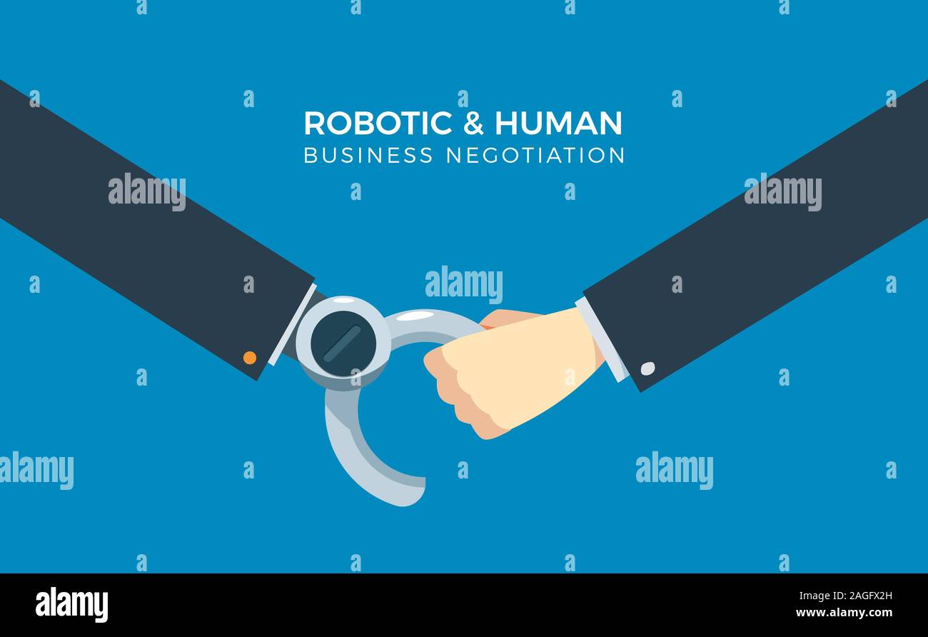 Business Handshake between Human and Robot. Isolated Vector ...