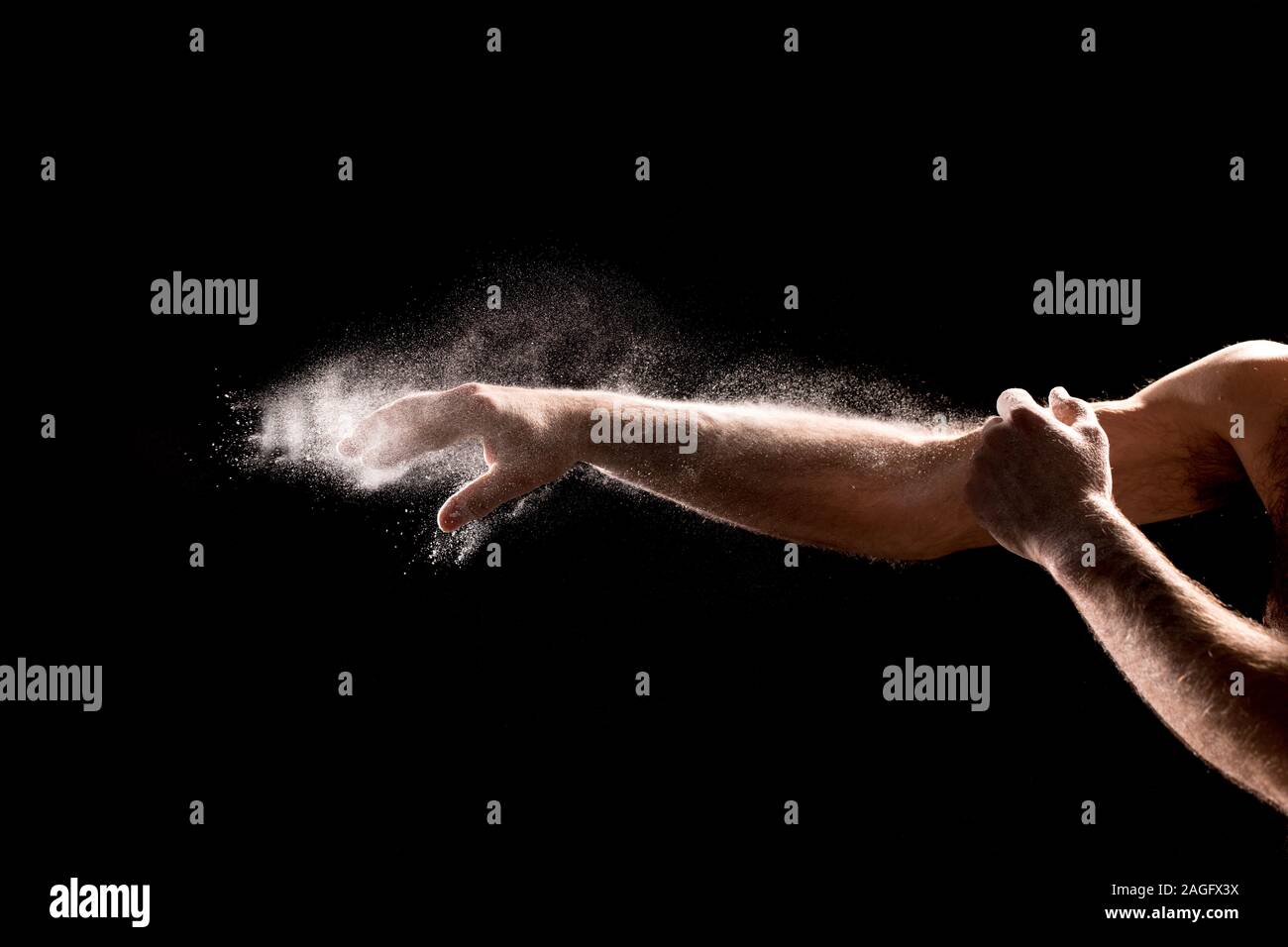 Box and fight, Boxer rubbing powder in hand for grip, Hand of boxer ...