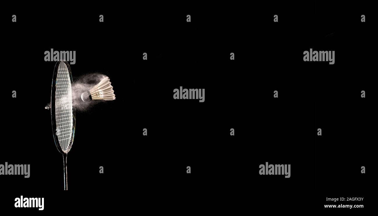 Badminton racket and shuttlecock in motion , shuttlecock sport Stock ...