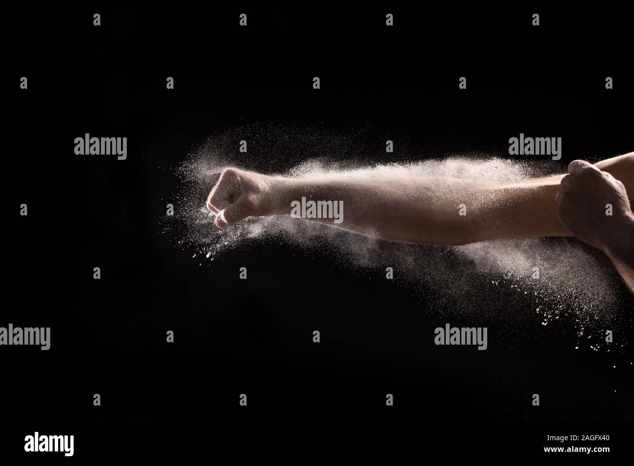 Box and fight, Boxer rubbing powder in hand for grip, Hand of boxer ...