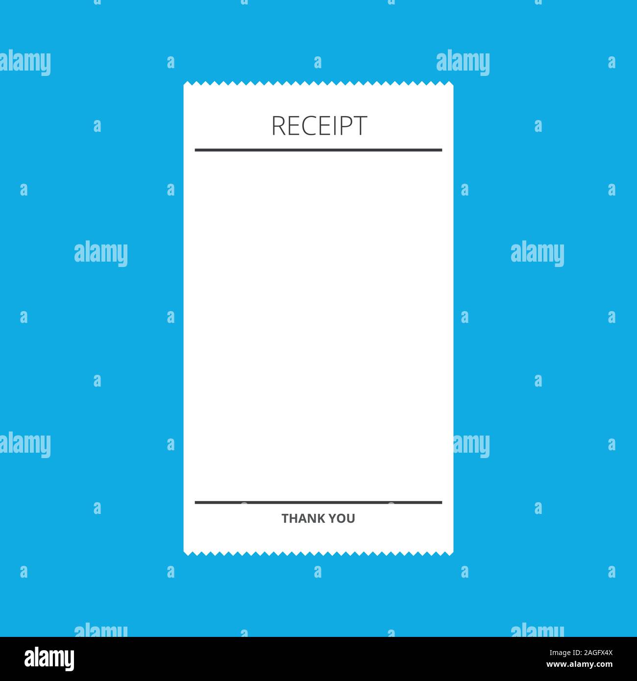 Receipt paper template on blue background. Isolated Vector Illustration ...