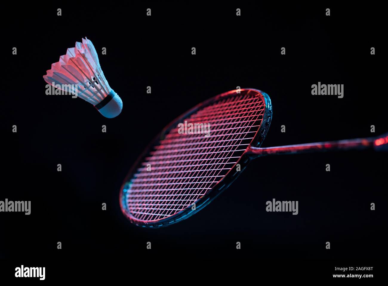 Badminton racket and shuttlecock in motion , shuttlecock sport Stock ...