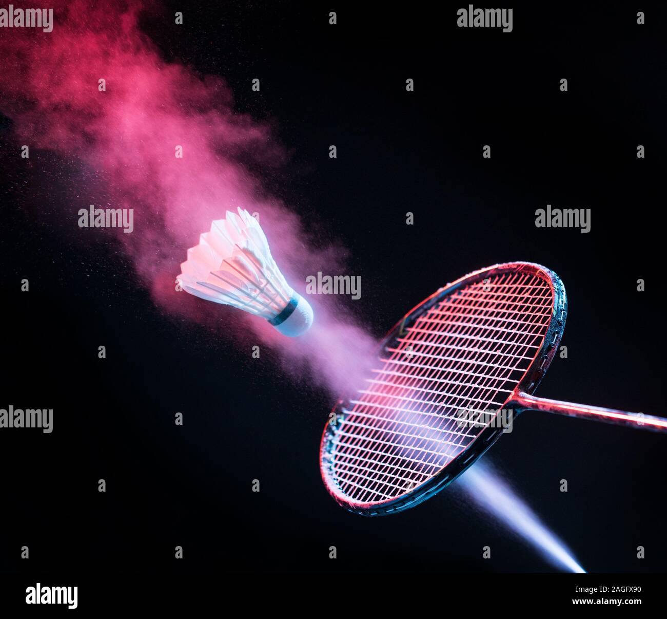 Badminton racket and shuttlecock in motion , shuttlecock sport Stock ...