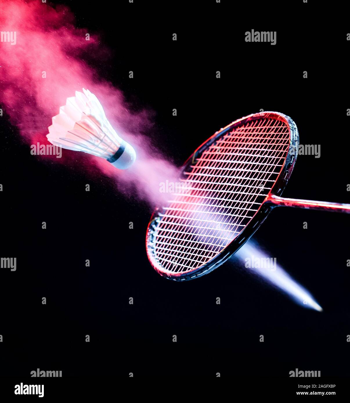 Badminton racket and shuttlecock in motion , shuttlecock sport Stock ...