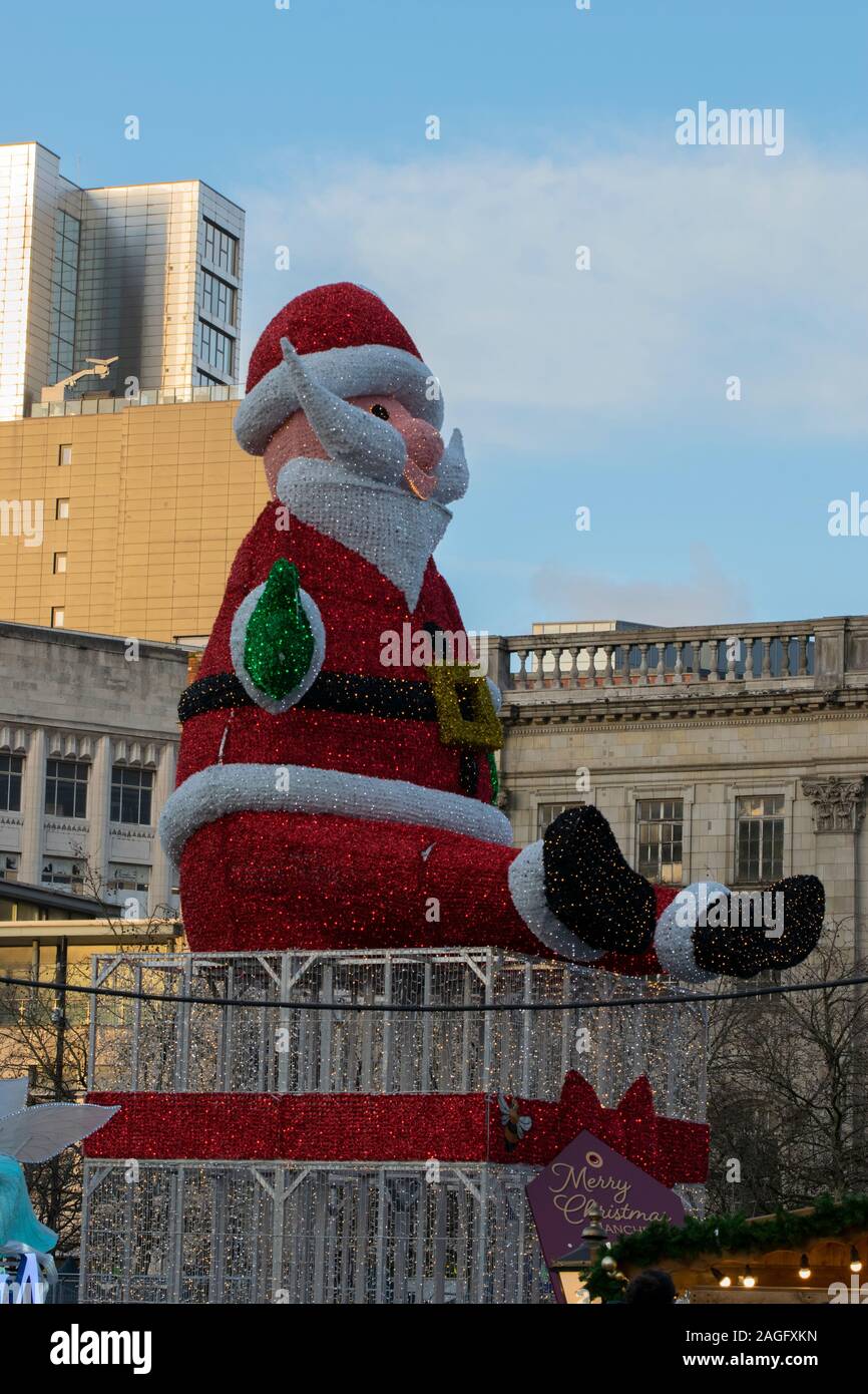 Santa Claus Figure At Piccadilly Gardens Manchester England 2019 Stock ...