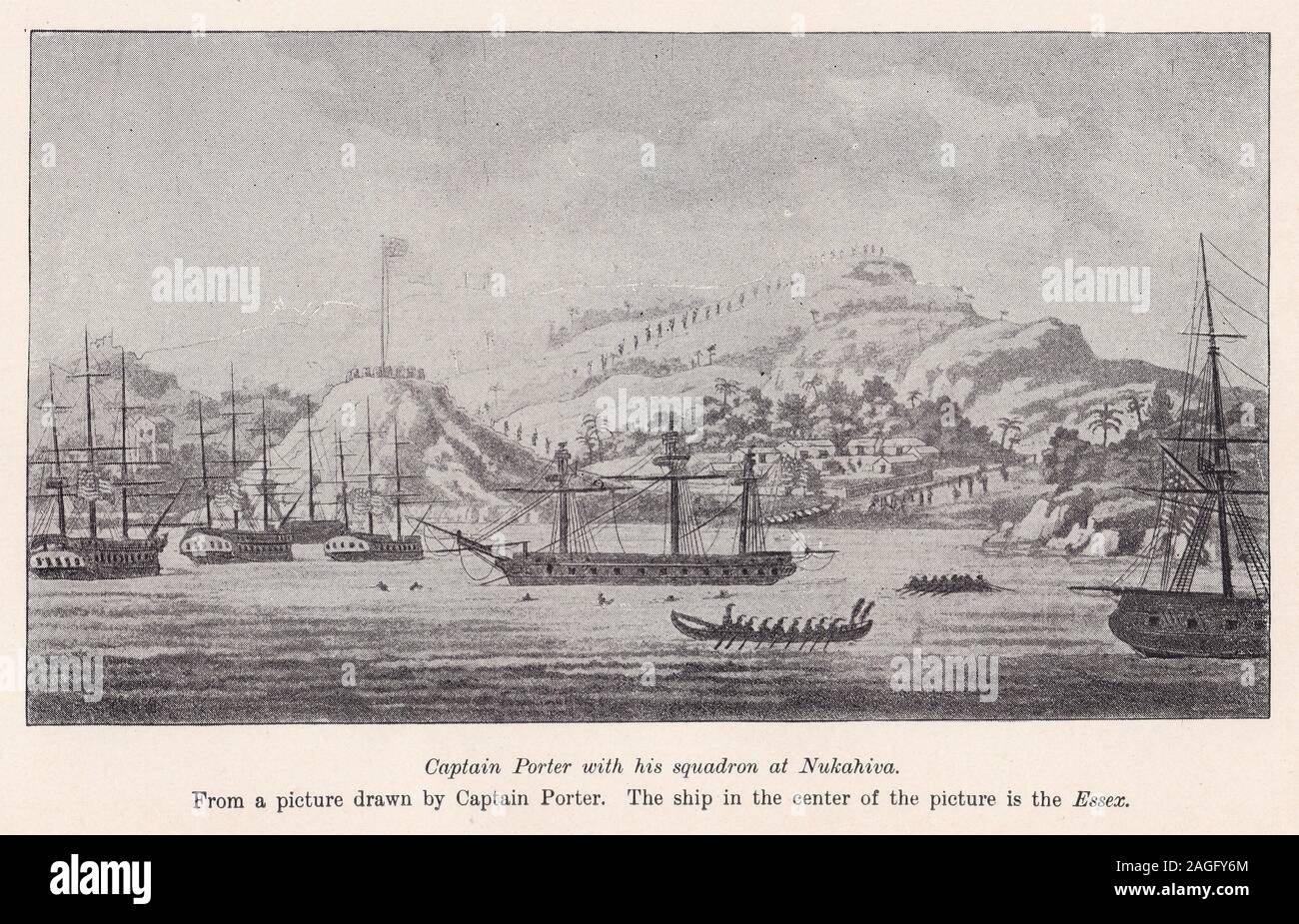 Captain porter with his squadron at nukahiva hi-res stock photography ...