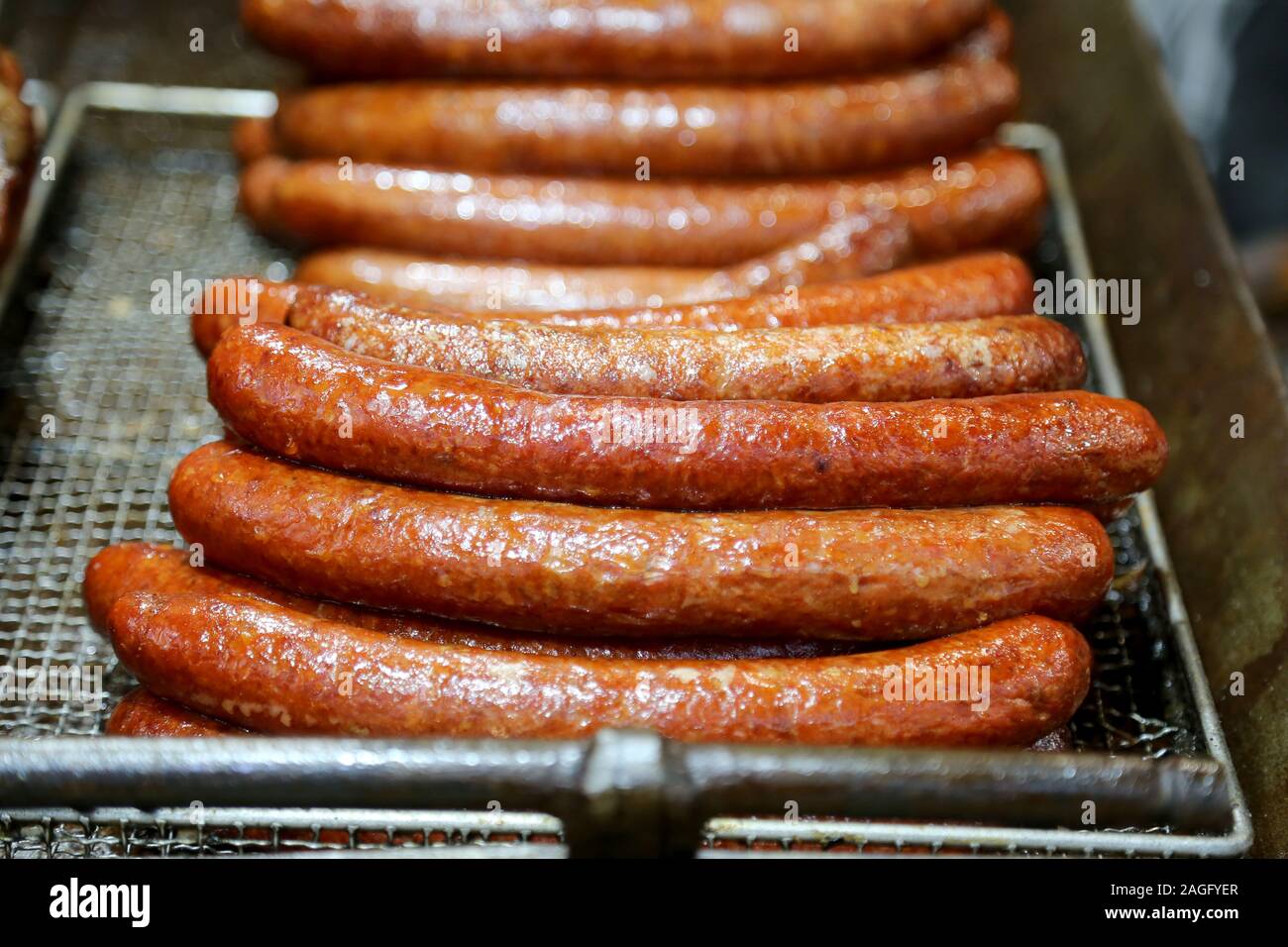 Closeup of fried traditional hungarian luncheon meat foodish name is ...