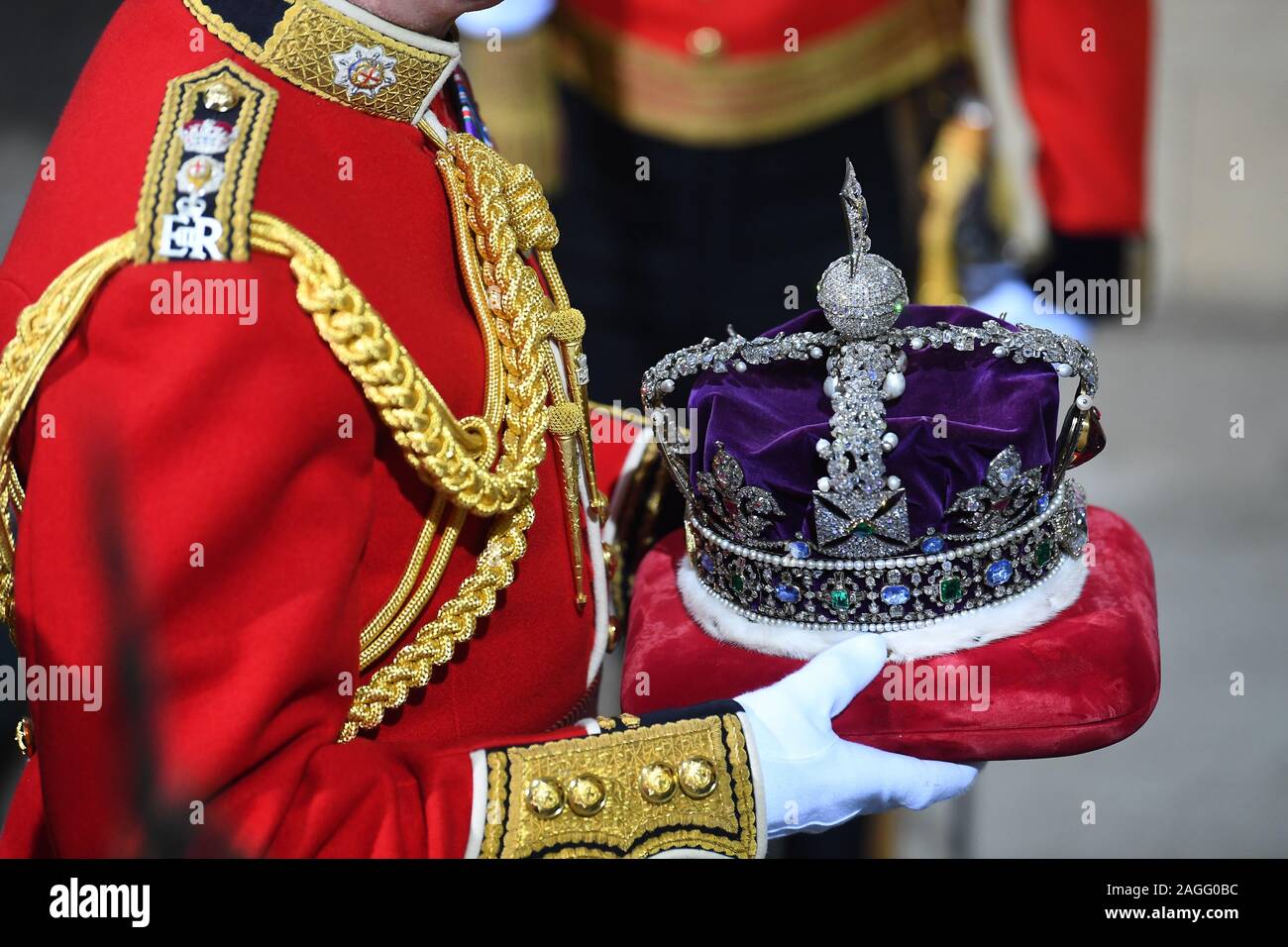 The Imperial State Crown is carried through the Sovereign's entrance ...